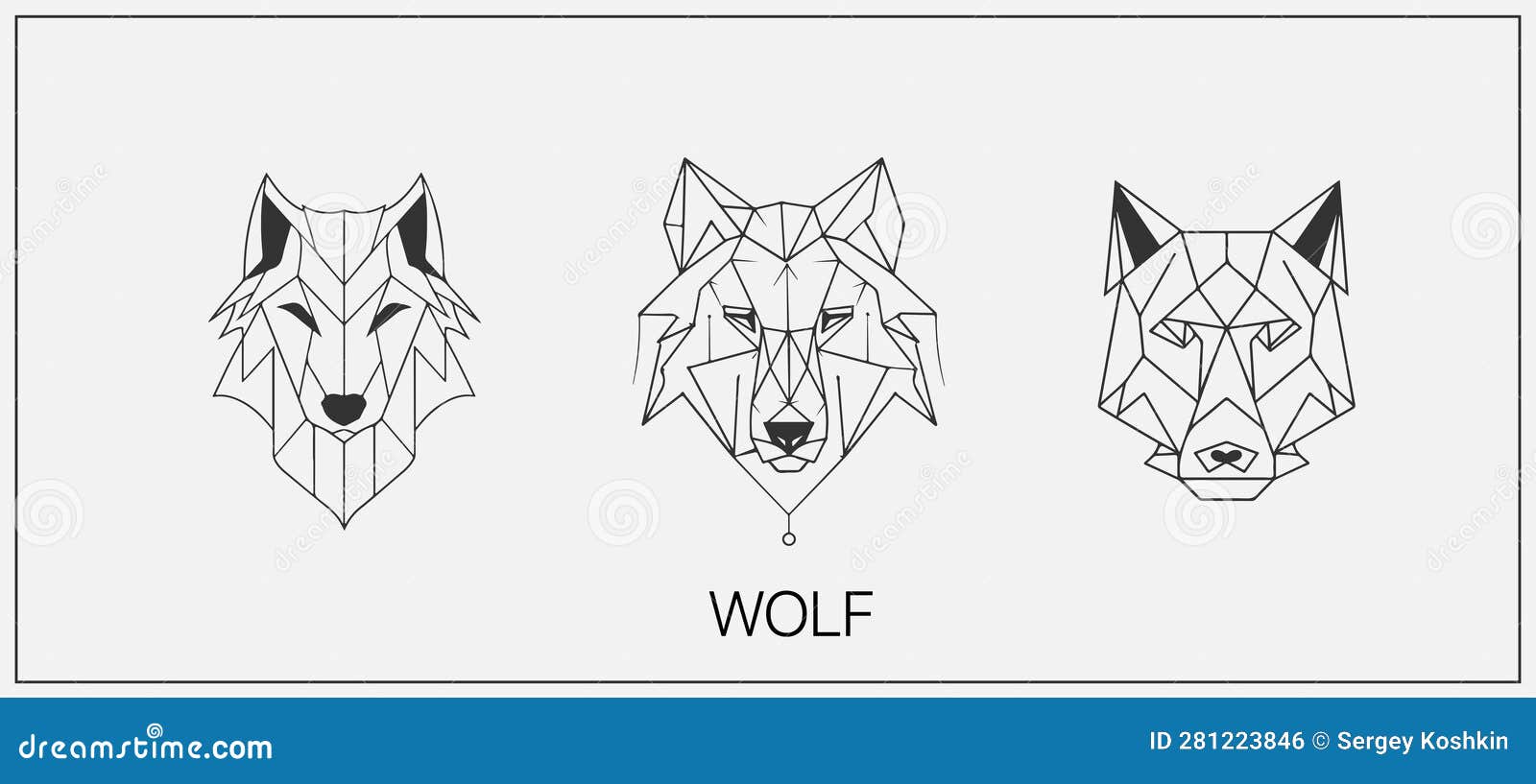 Abstract Luxury Wolf Head Vector Monogram Logo Design Template. Wolf ...