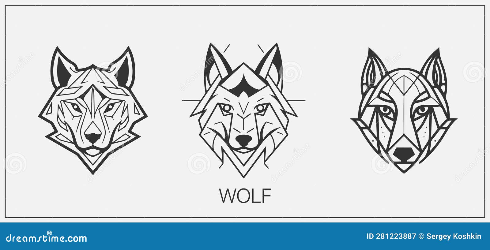 Abstract Luxury Wolf Head Vector Monogram Logo Design Template. Wolf ...