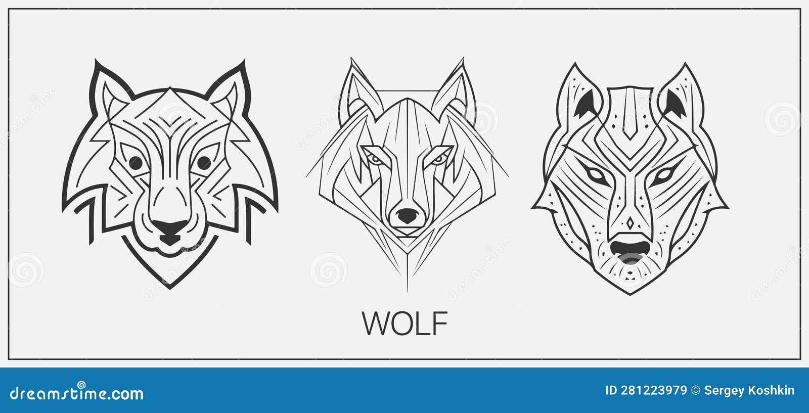 Abstract Luxury Wolf Head Vector Monogram Logo Design Template. Wolf ...