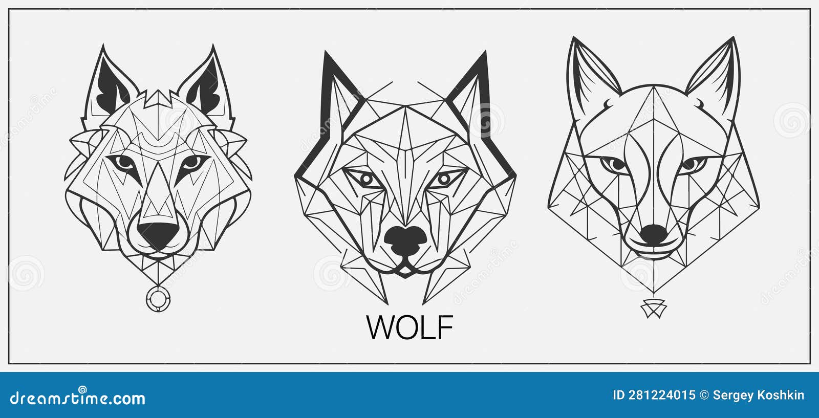 Abstract Luxury Wolf Head Vector Monogram Logo Design Template. Wolf ...