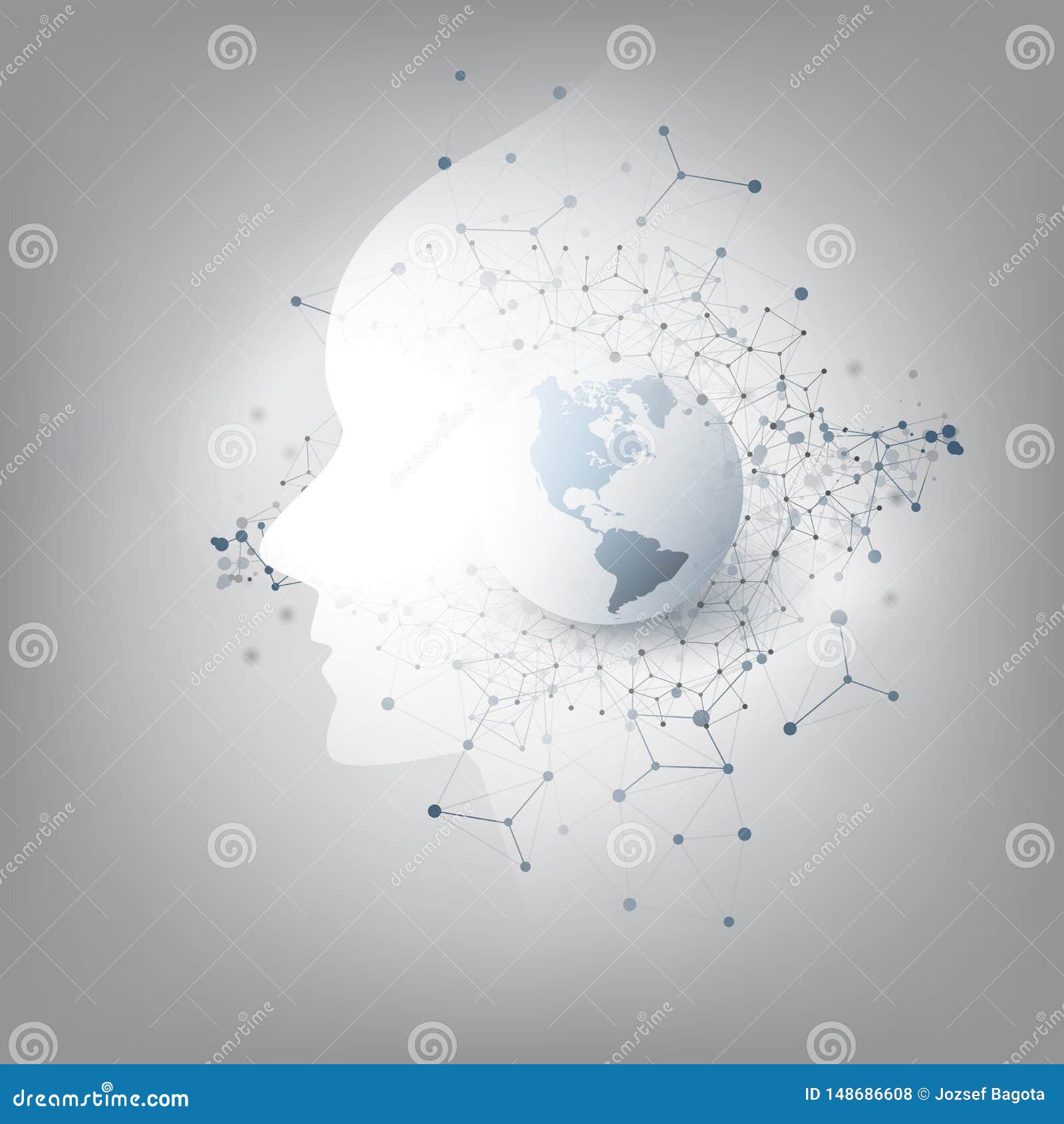 Abstract Machine Learning, Artificial Intelligence, Cloud Computing and Networks Design Concept ...