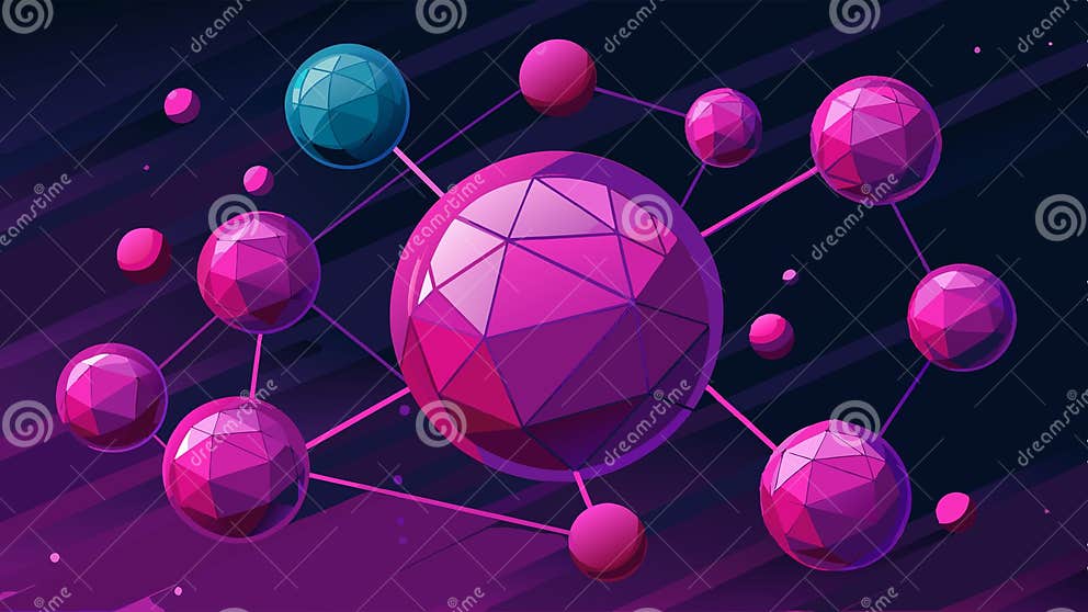 Abstract Magenta Spheres in a Dark Background. Abstract Globe ...