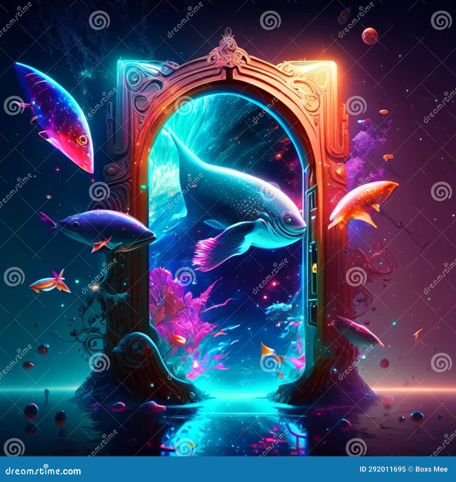 Abstract Magic Background with Fish. Vector Illustration for Your ...