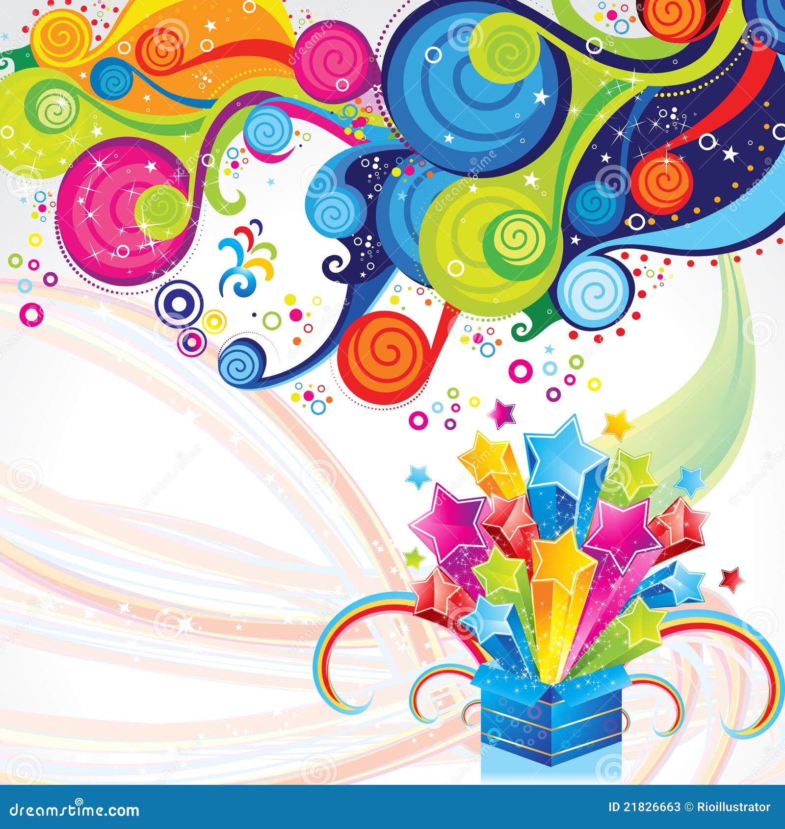 Abstract Magic Glow Star Light Effect With Neon Blur Curved Lines ...