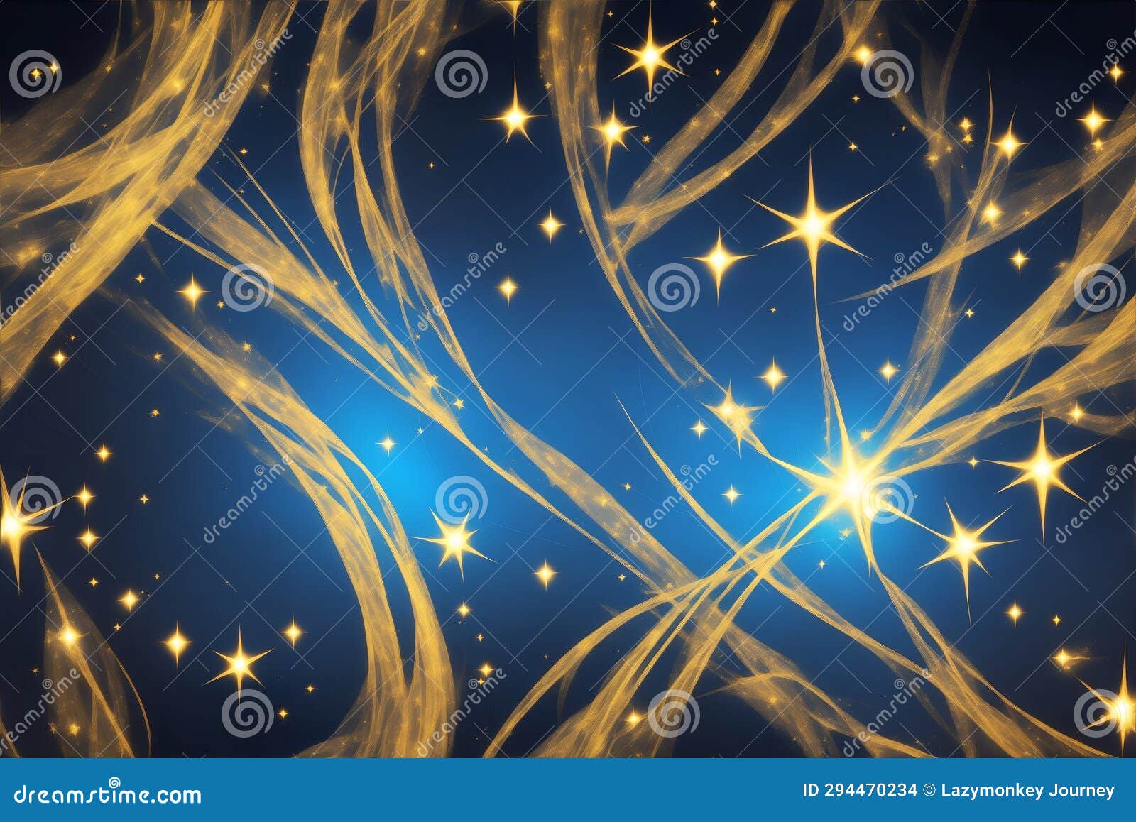 Abstract Magic Blue Background with Golden Sparkles Stock Illustration ...
