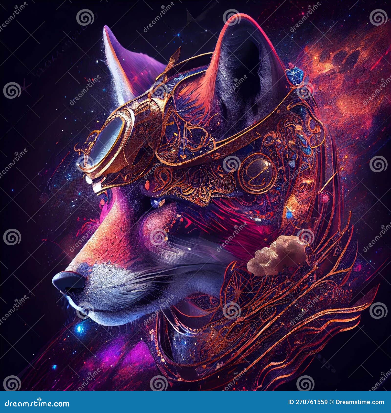 Abstract Magic Fox Face Portrait AI Generated Artwork. Stock ...