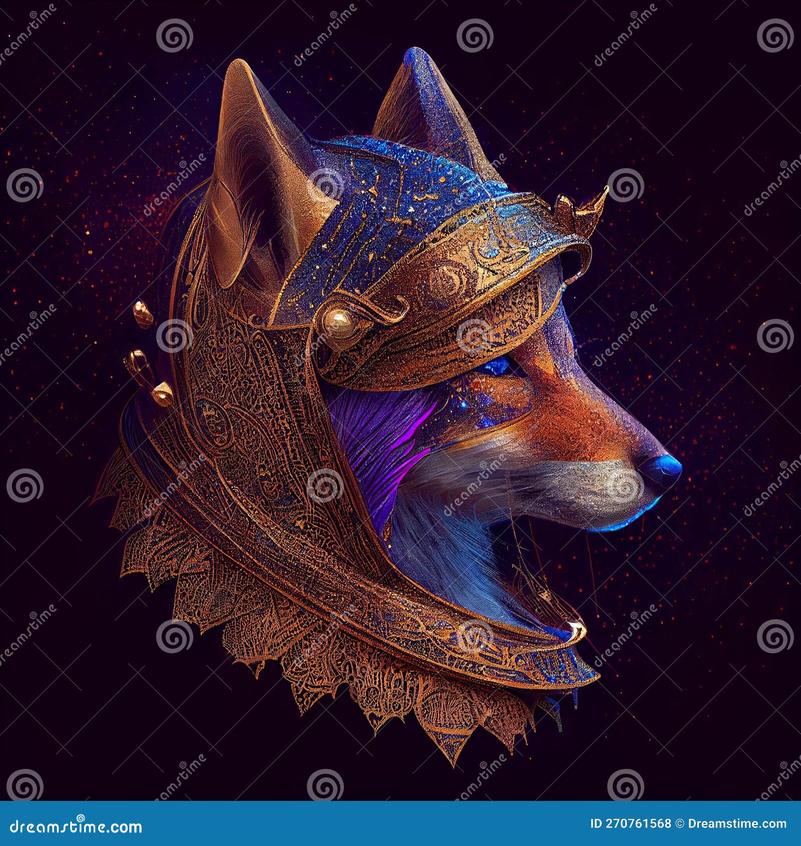 Abstract Magic Fox Face Portrait AI Generated Artwork. Stock ...