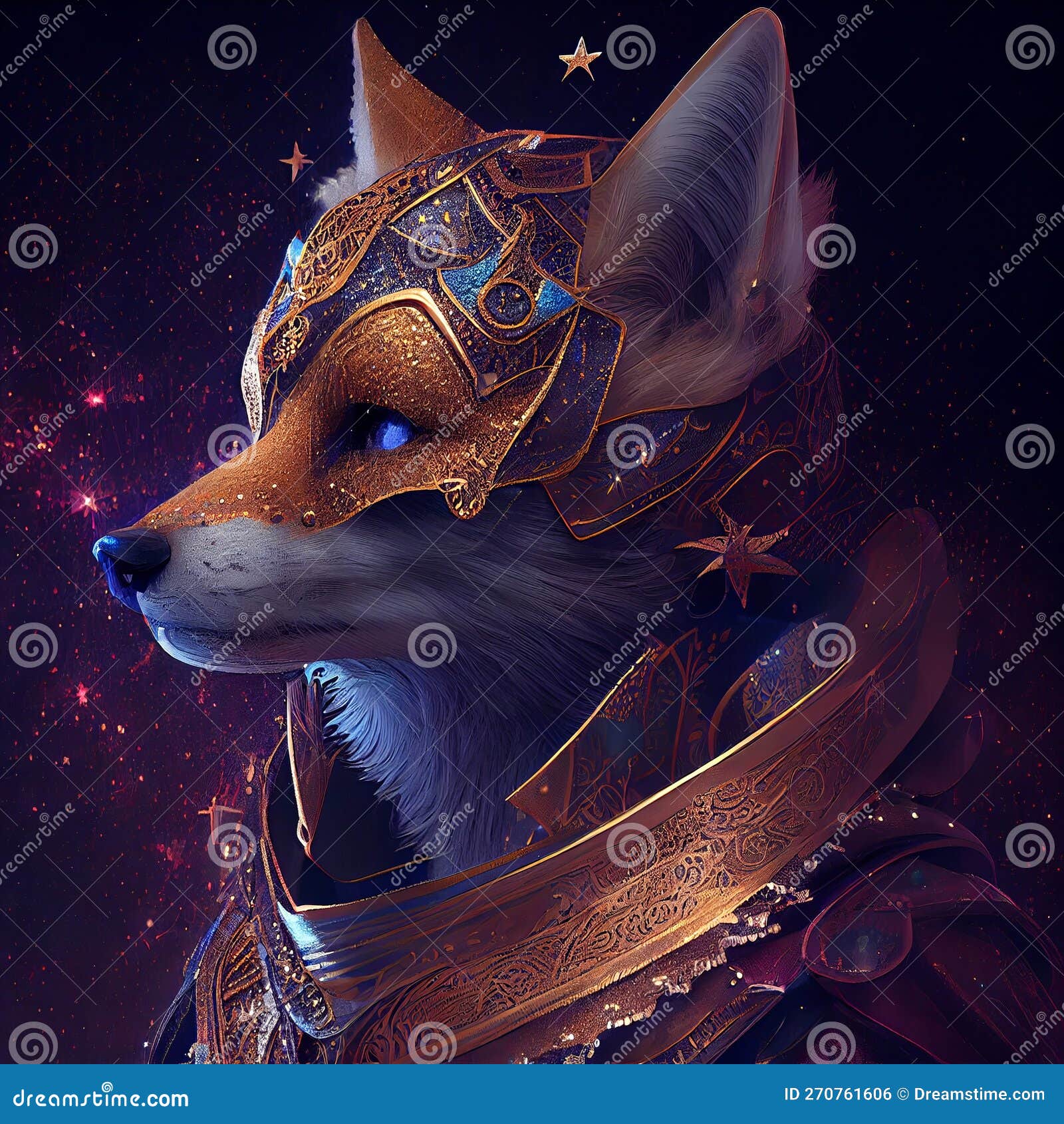 Abstract Magic Fox Face Portrait AI Generated Artwork. Stock ...