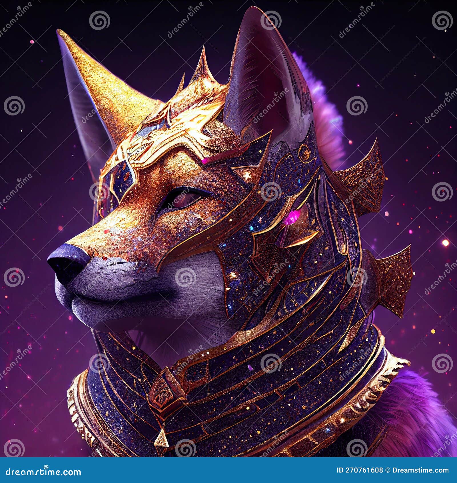 Abstract Magic Fox Face Portrait AI Generated Artwork. Stock ...