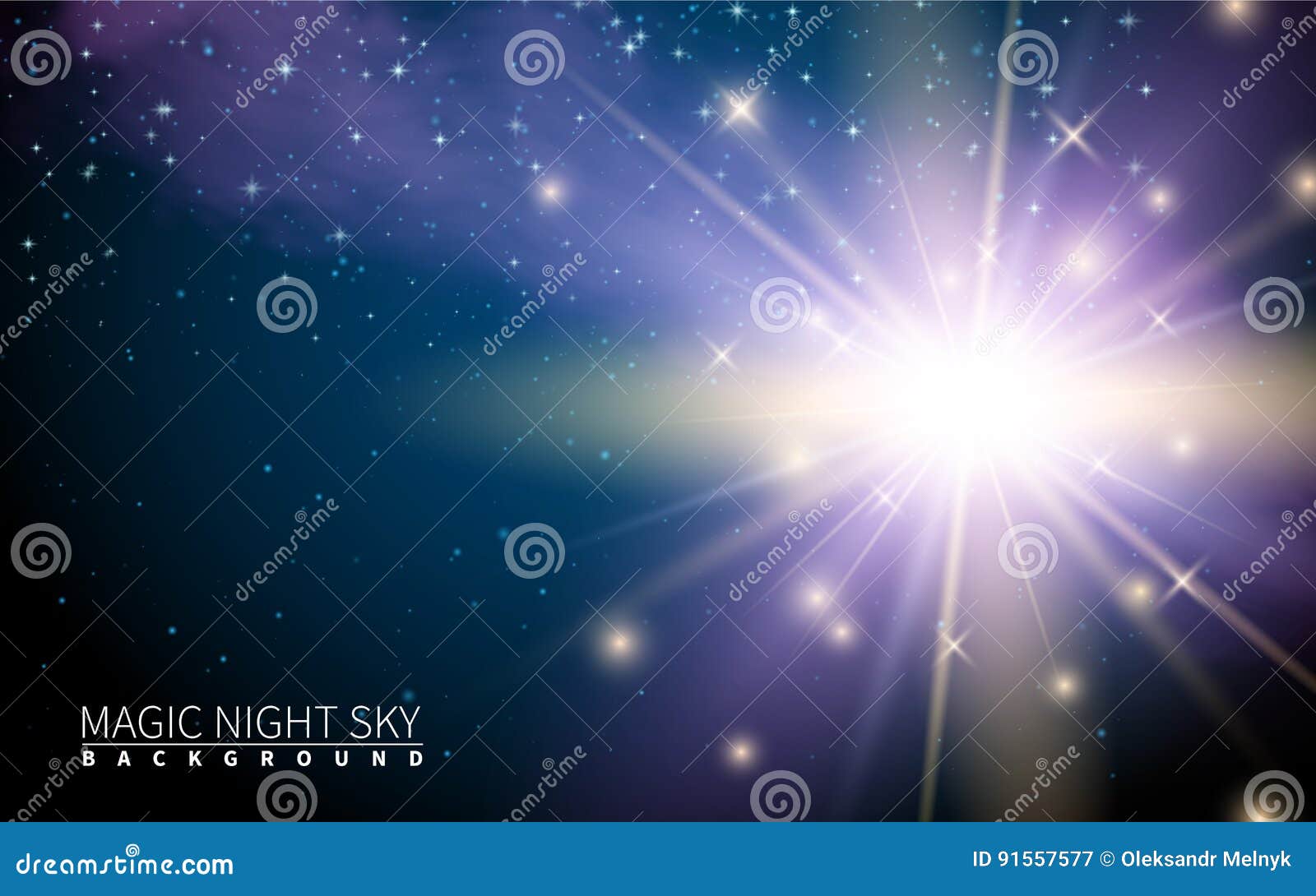 Abstract Magic Light. Blue Holiday Burst Realistic Design Elements ...