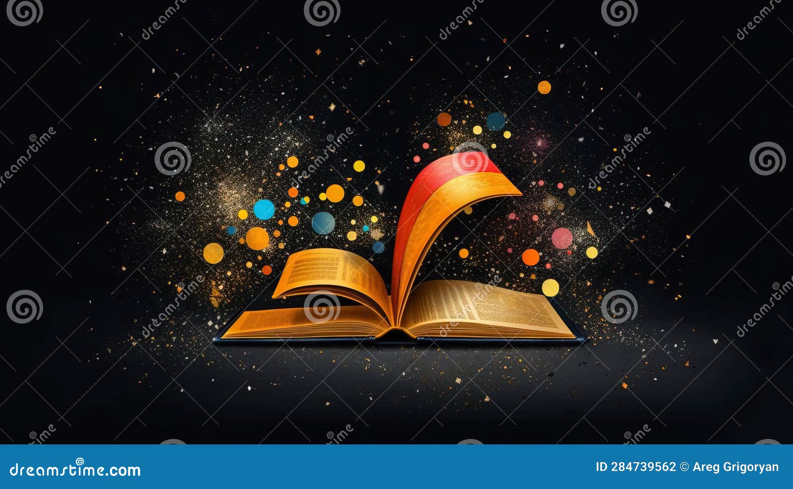 Abstract Magic Opened Colourful Book Illustration Stock Illustration ...