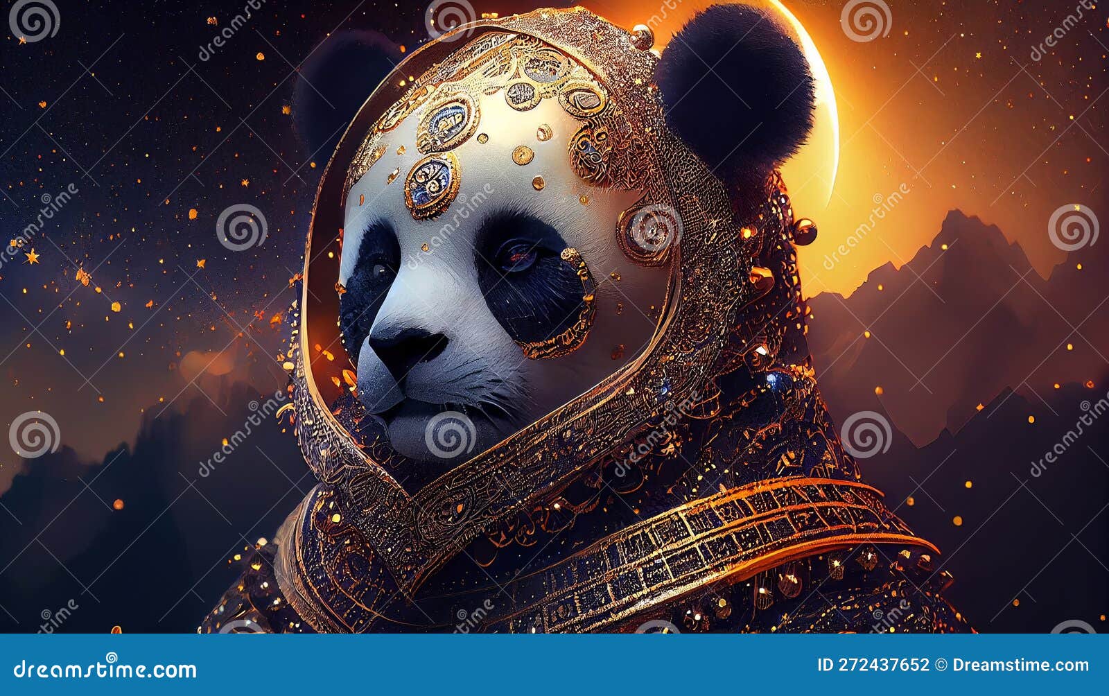 Abstract Magic Panda Bear Face Portrait AI Generated Artwork. Stock ...
