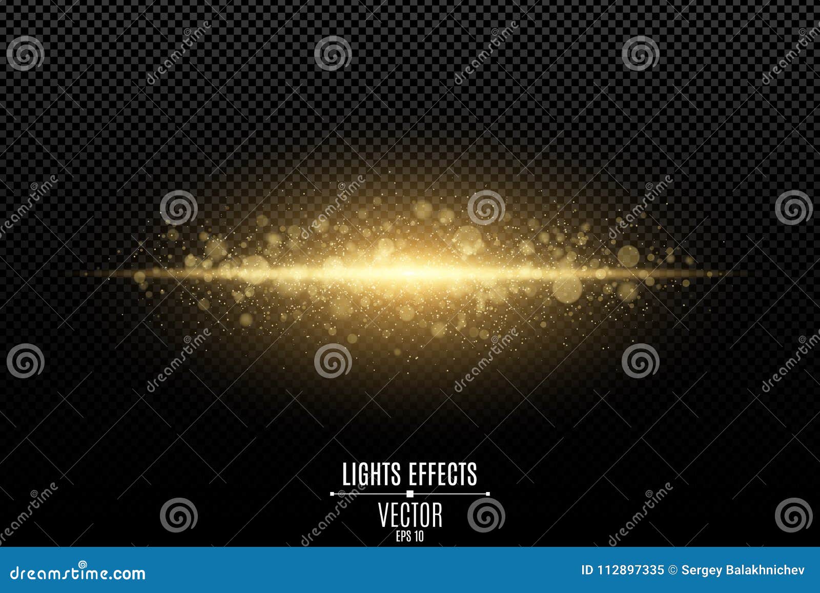 Abstract Magic Stylish Light Effect on a Transparent Background. Gold ...