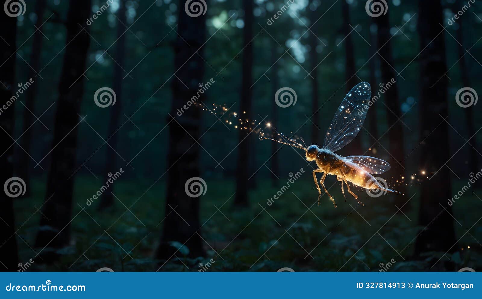 Abstract and Magical Image of Glitter Firefly Flying Stock Illustration ...