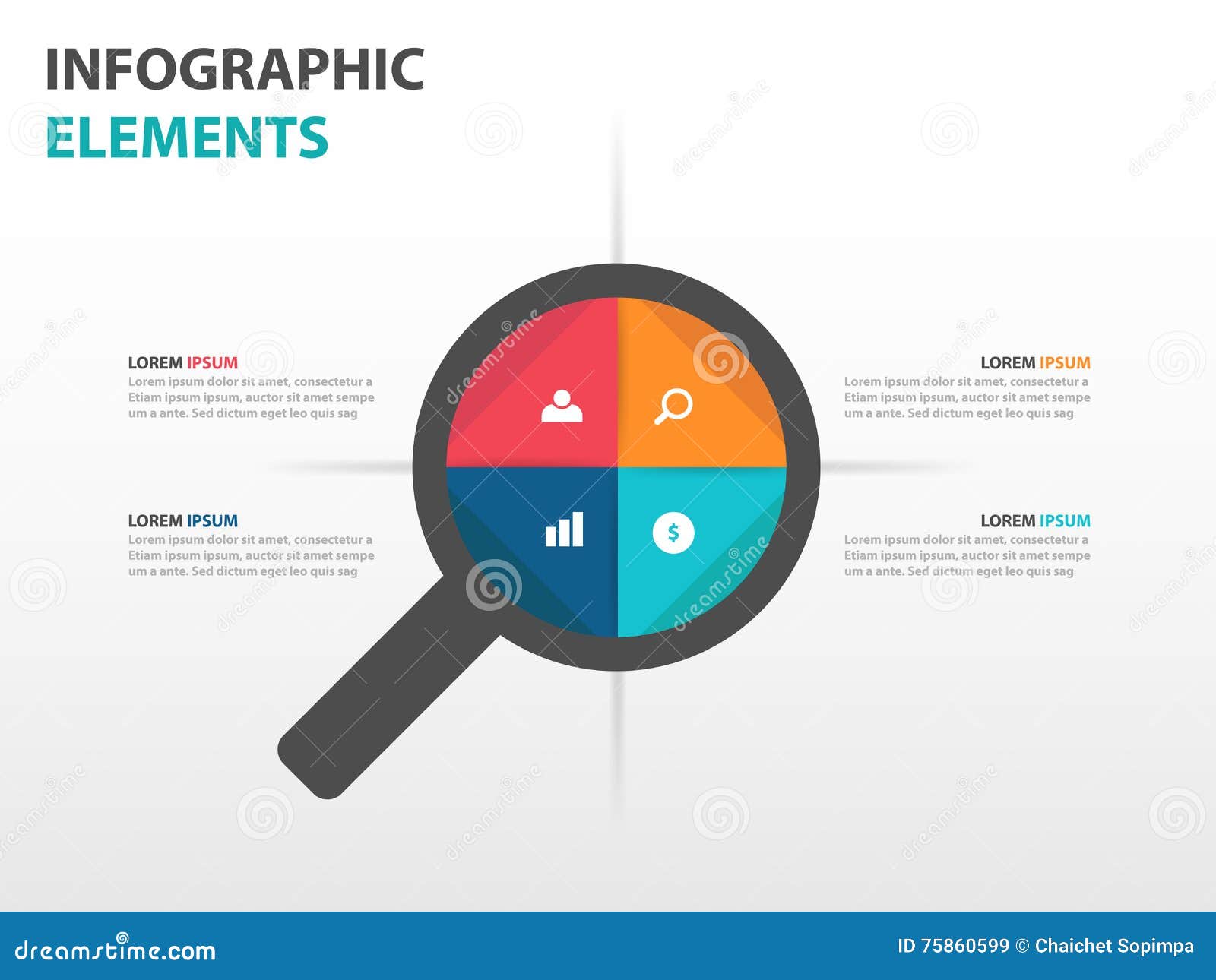 Abstract Magnifier Business Infographics Elements, Presentation ...