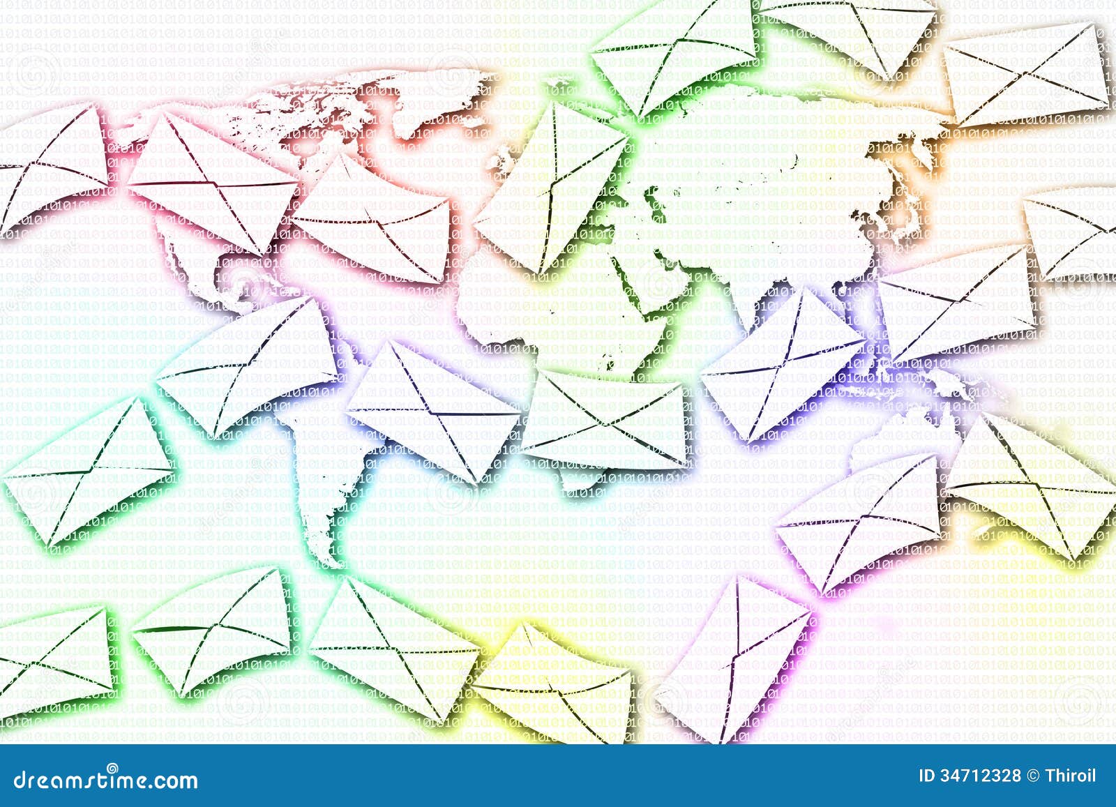 Abstract Mail Communication on World Map Background. Stock Illustration ...