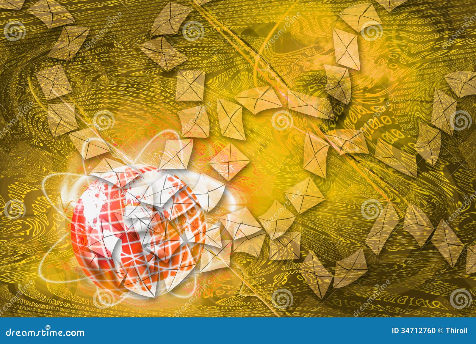 Abstract Mail Communication on World Map Background. Stock Illustration ...