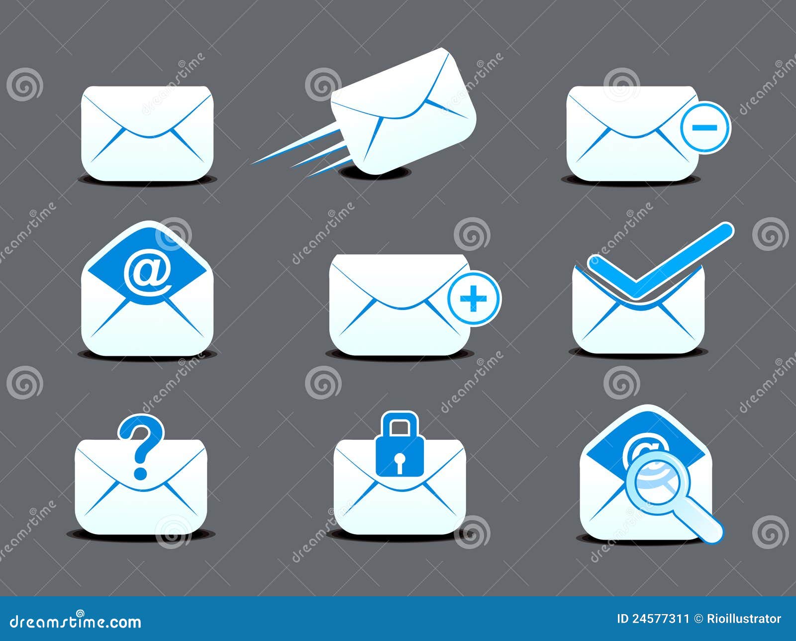 Abstract mail icon set stock vector. Illustration of attachment - 24577311