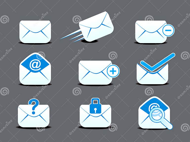 Abstract mail icon set stock vector. Illustration of attachment - 24577311