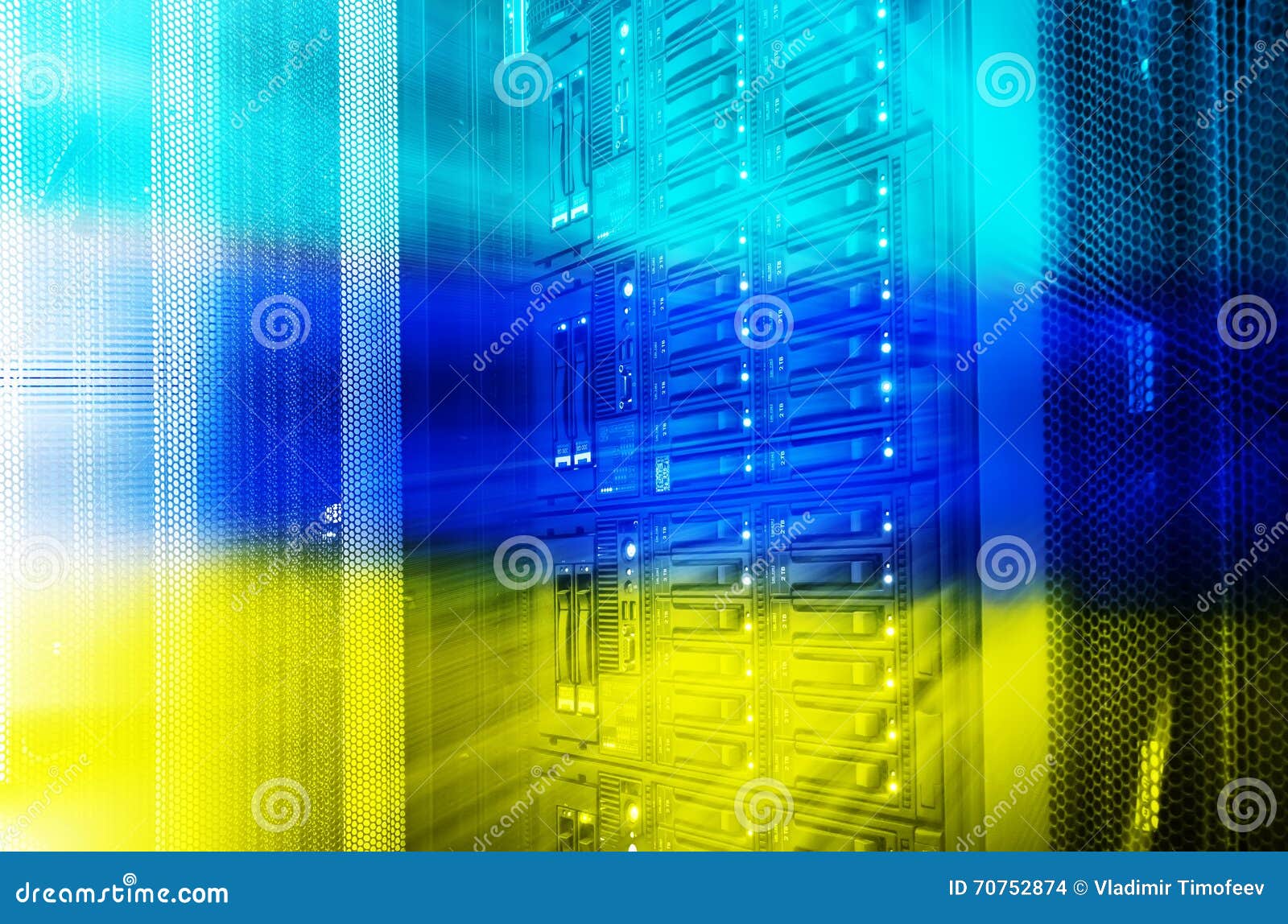 Abstract Mainframe Disk Storage Part Three Color Toning. Blade Server ...