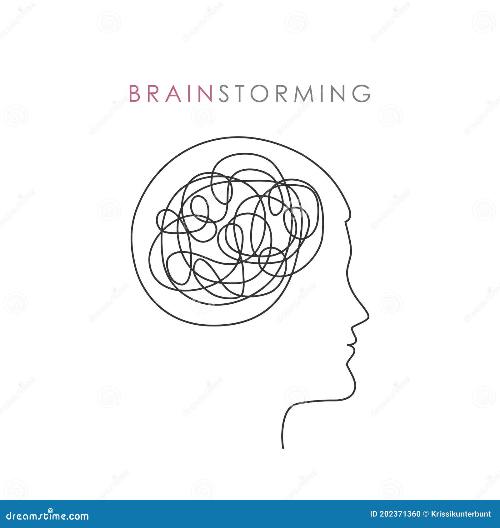 Abstract Male Head Brain Strorming Concept Stock Vector - Illustration ...