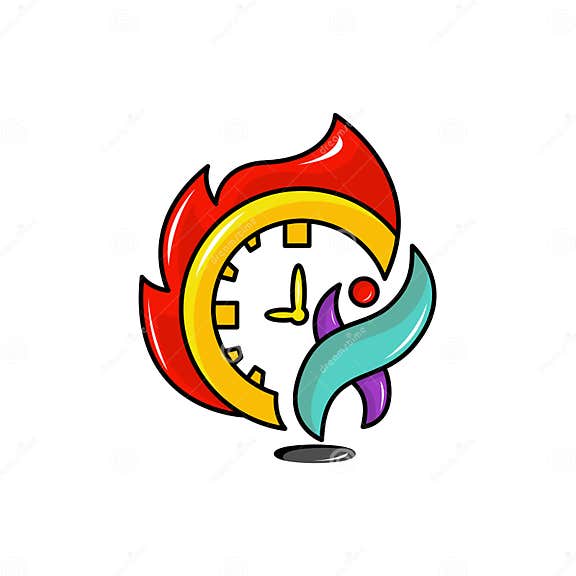 Abstract Man with a Burning Clock beside Him, Logo Design Simple Modern ...