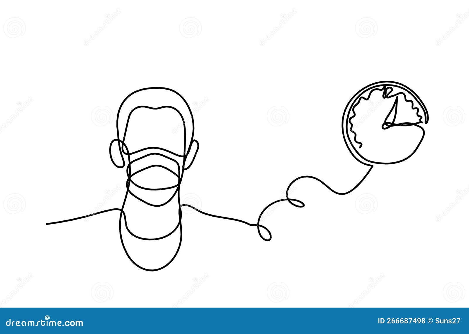 Abstract Man Face with Mask and Globe with Clock Stock Illustration ...