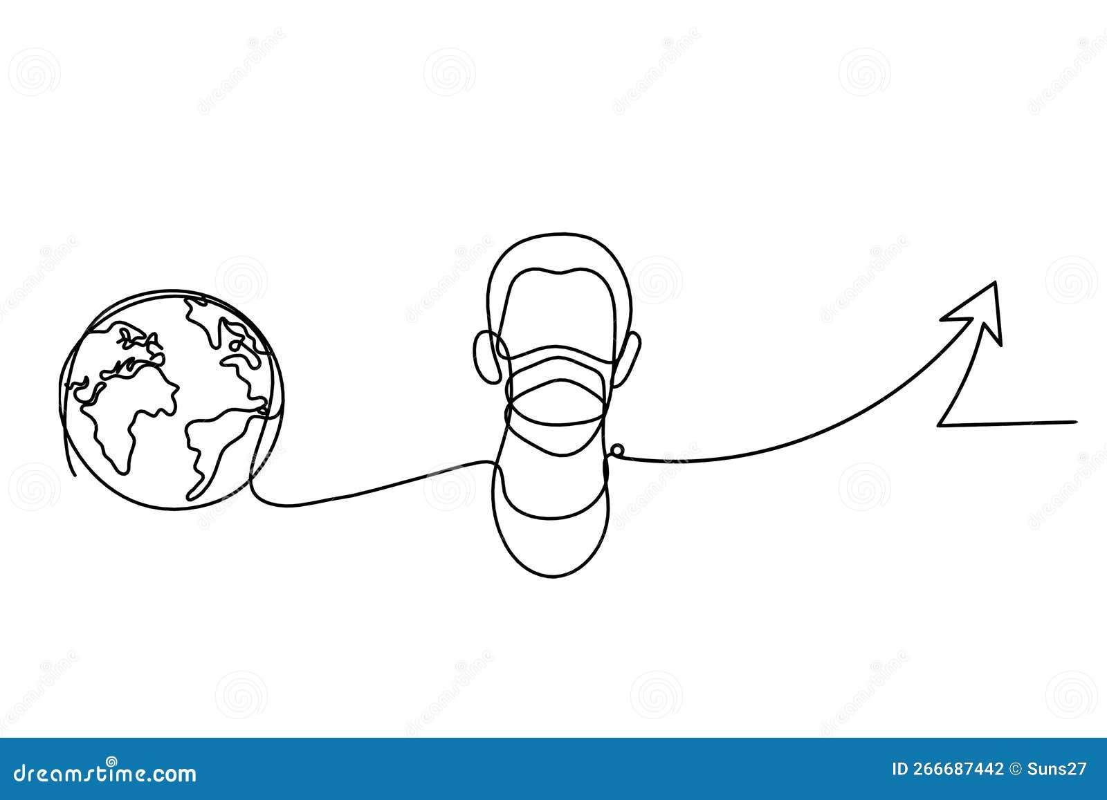 Abstract Man Face with Mask and Globe with Direction Stock Illustration ...