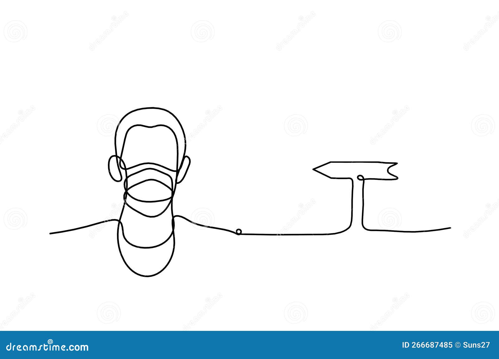 Abstract Man Face with Mask and Globe with Direction Stock Illustration ...