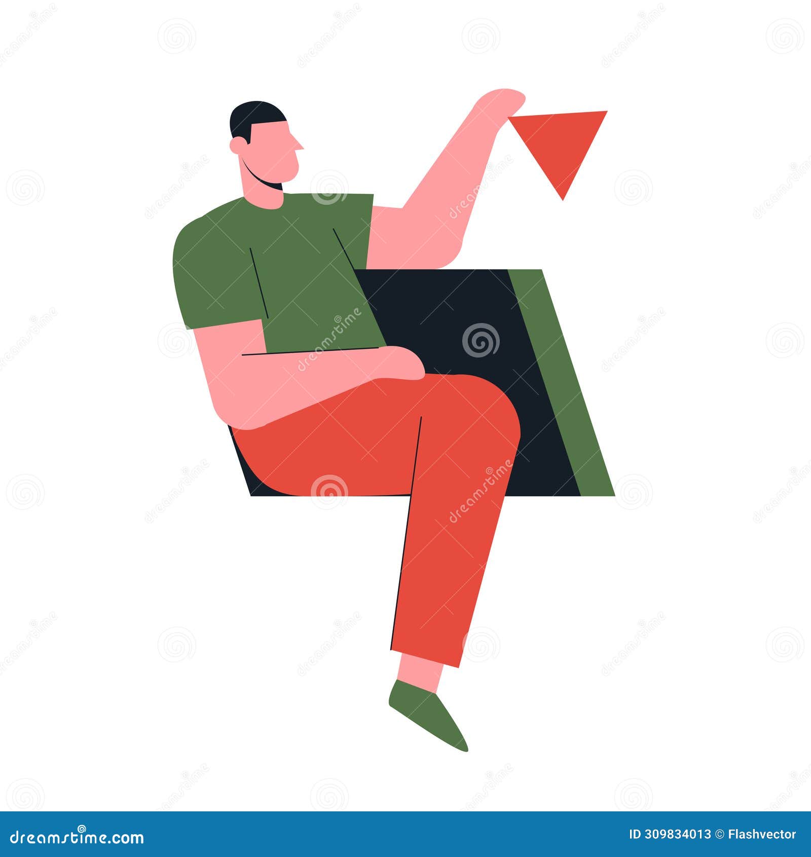 Abstract Man Holding Triangle Shape Stock Vector - Illustration of ...