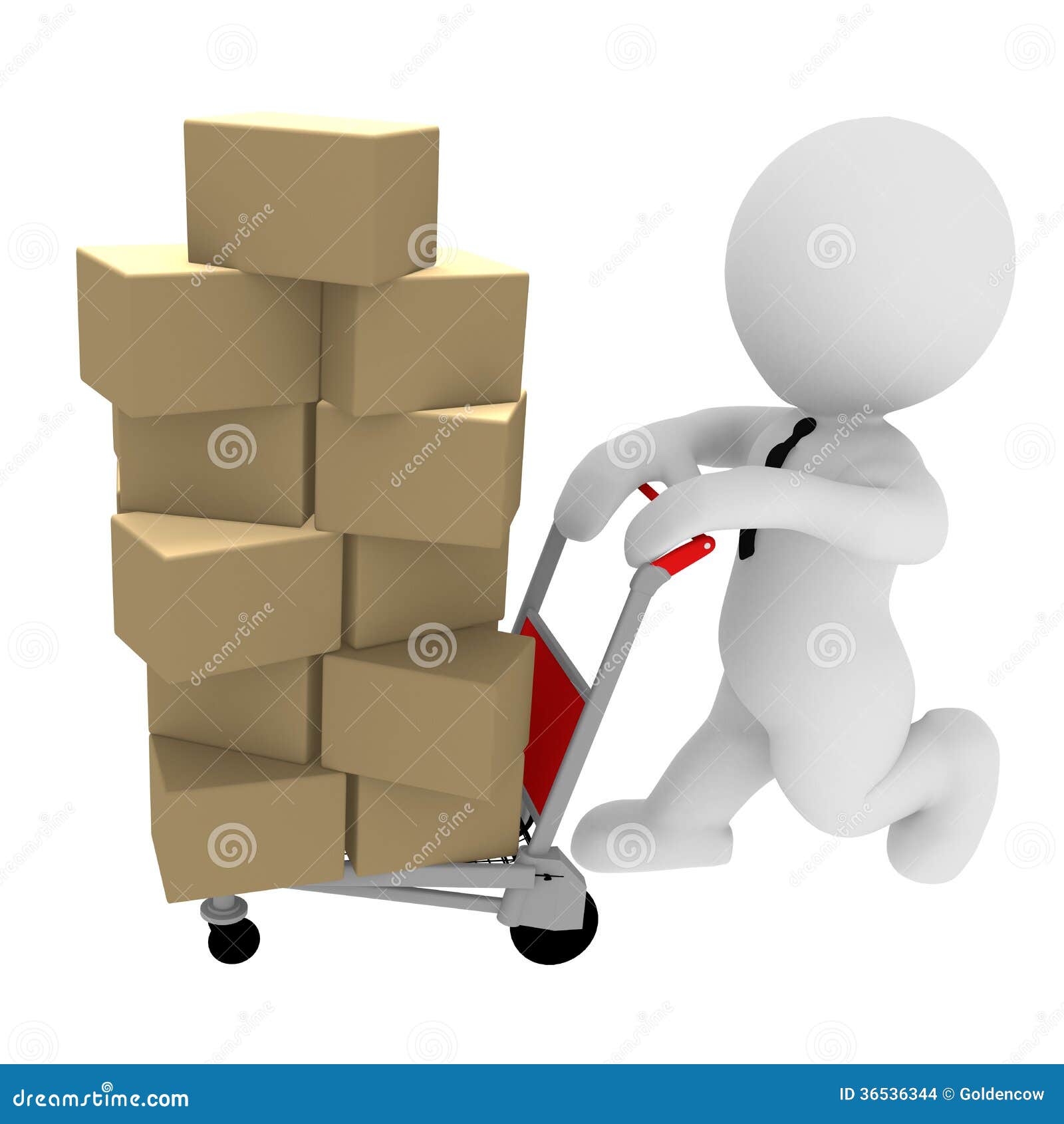 Man Pushing A Loaded Hand Cart Vector Illustration | CartoonDealer.com ...