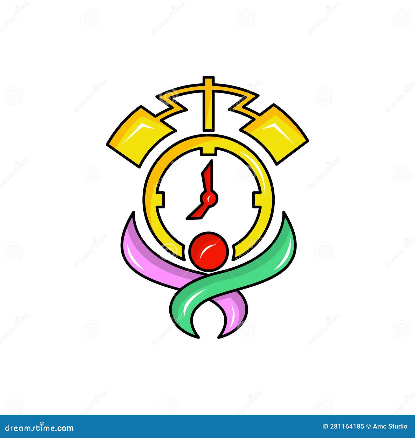 Abstract Man Raising Alarm Clock, Logo Design Simple Modern. Solid ...