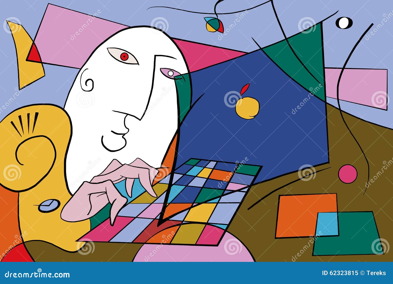 Abstract Man Working with the Computer Stock Illustration ...