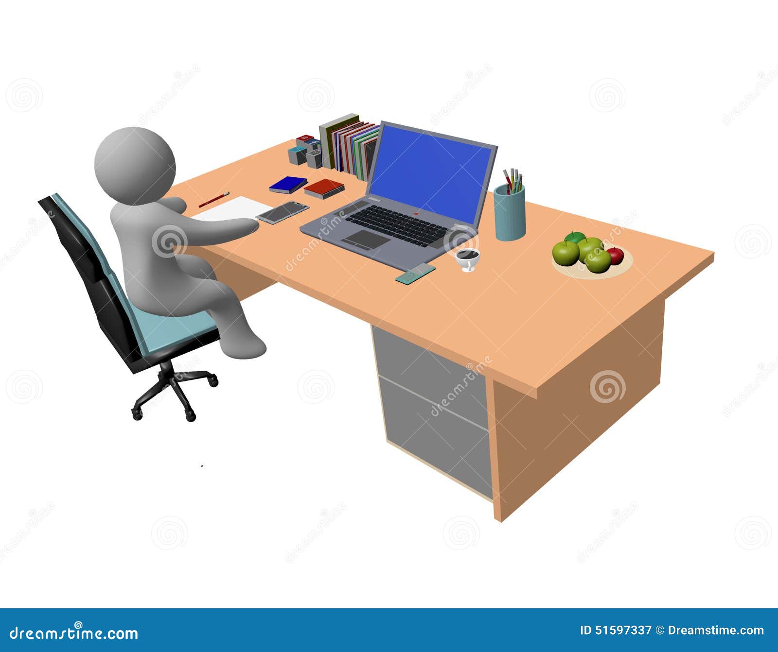 Abstract Man Working on Table Stock Illustration - Illustration of ...