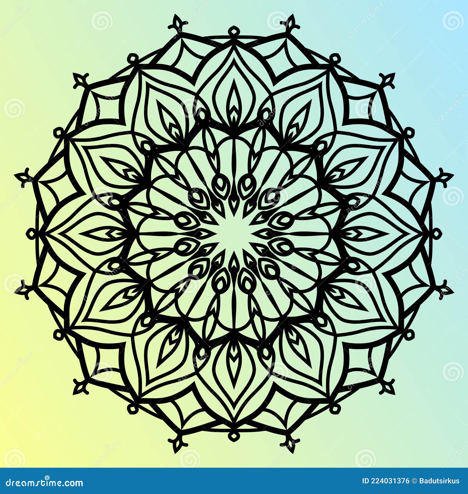 Abstract Mandala Art Outline Circular Basic Design Spiritual Round ...