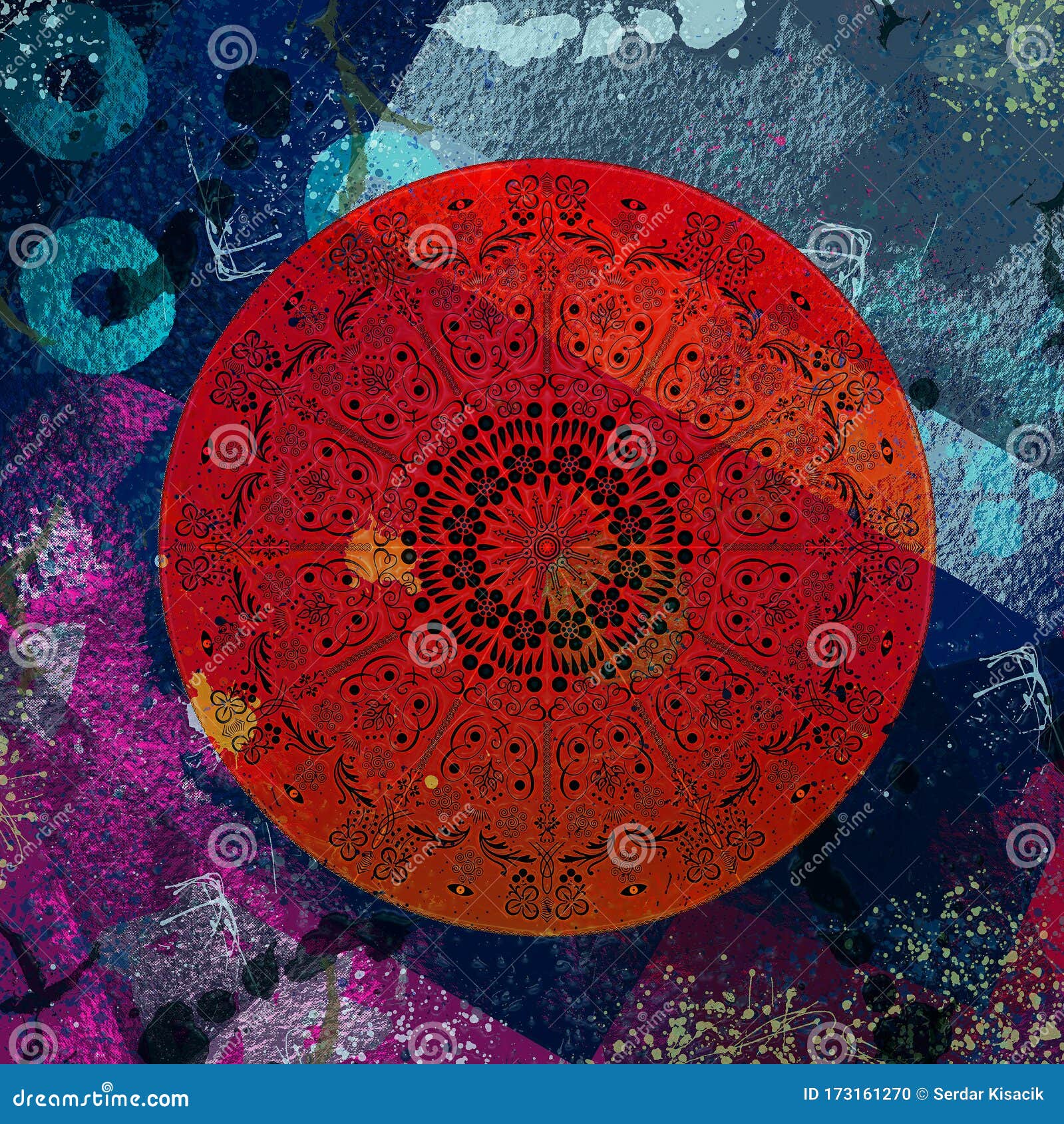 Abstract Mandala Digital Artwork Wallpaper Printable Stock Illustration ...