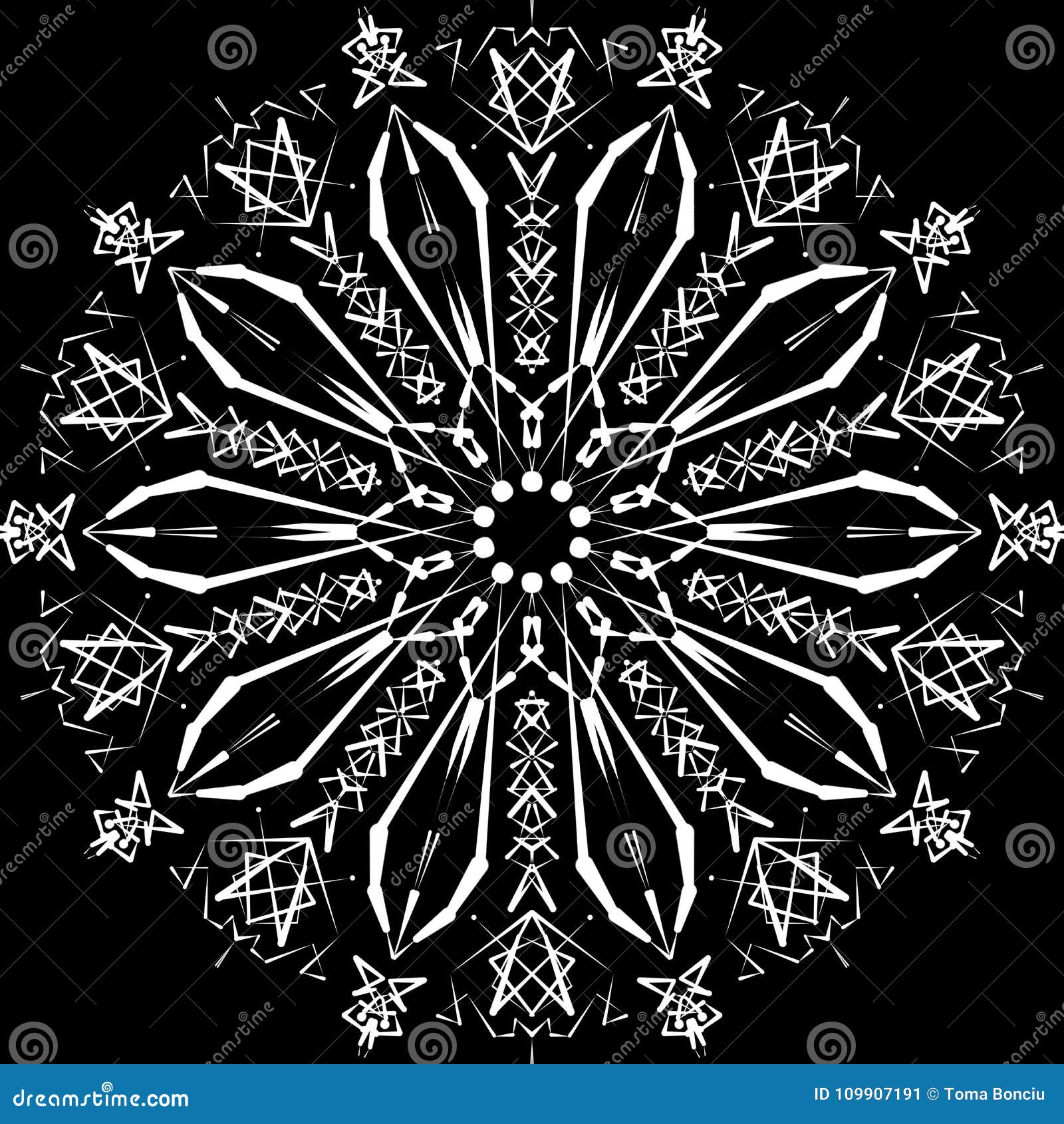 Abstract Mandala. Digital Design with Funky Lines Stock Illustration ...