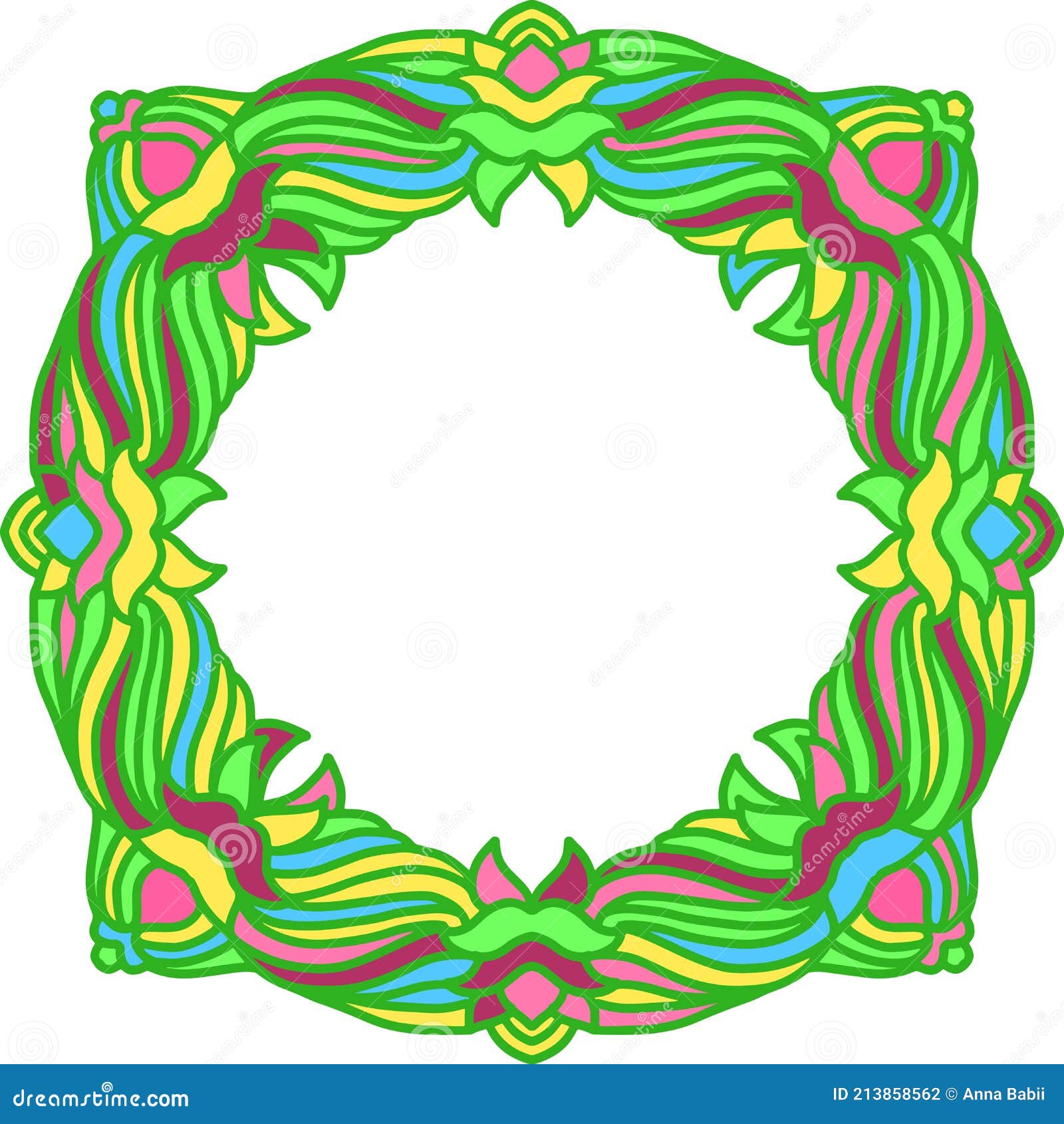 Abstract Mandala Frame. Asian Floral Pattern. Colorful Authentic Border ...