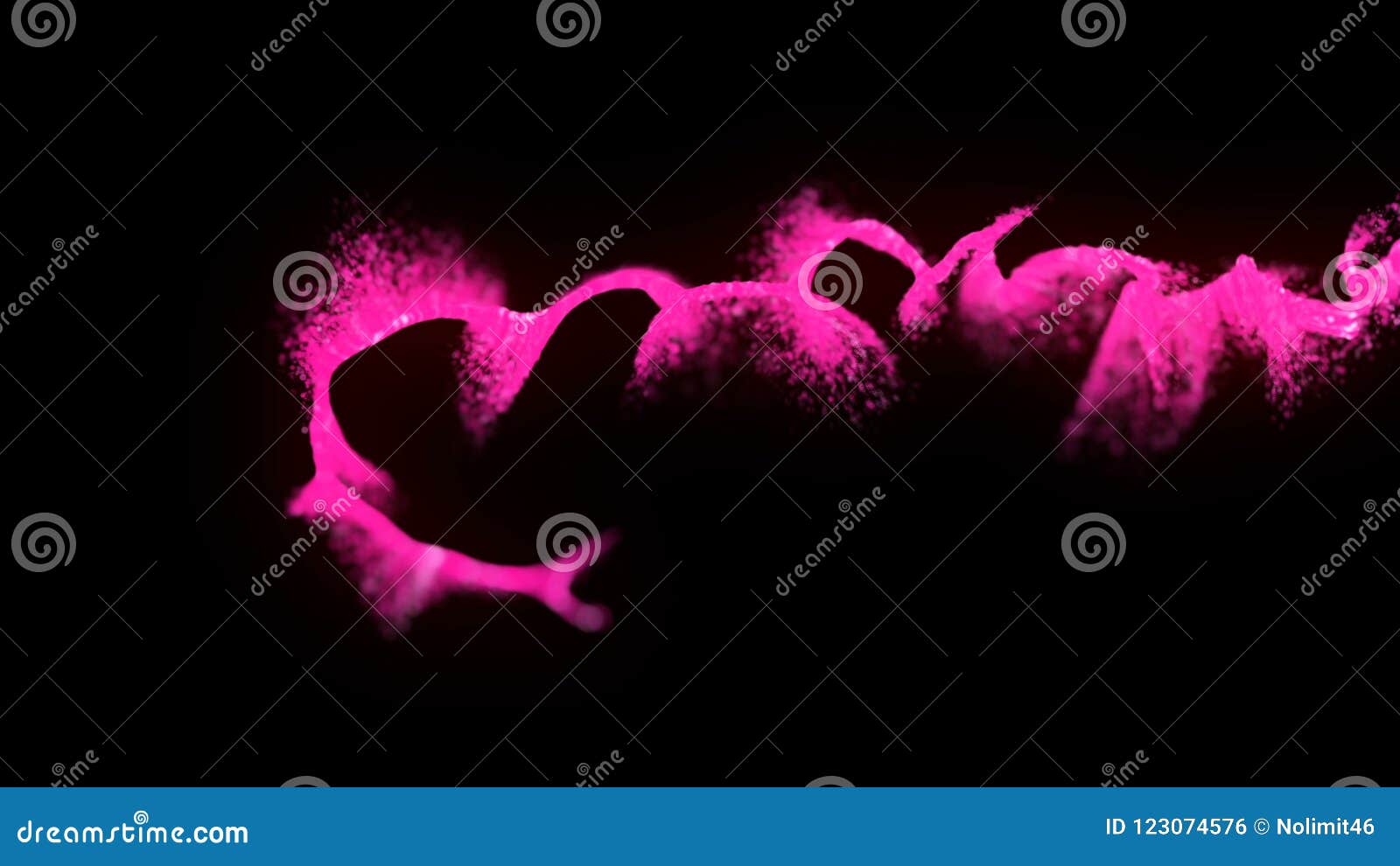 Abstract Many Flying Particles in Space, Particles Move Along Curve ...