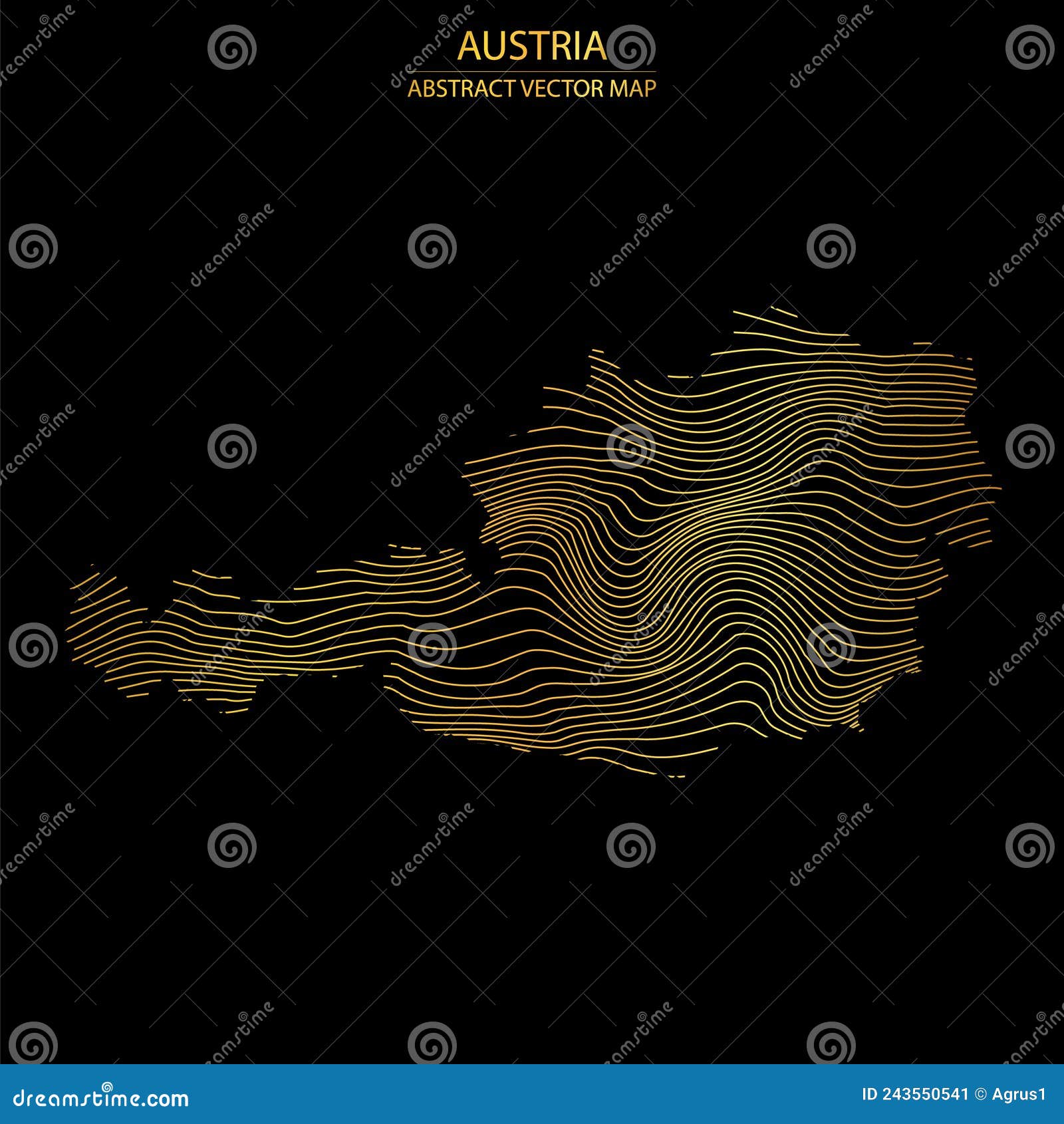 Abstract Map Of Austria - Vector Illustartion Of Striped Gold Colored ...