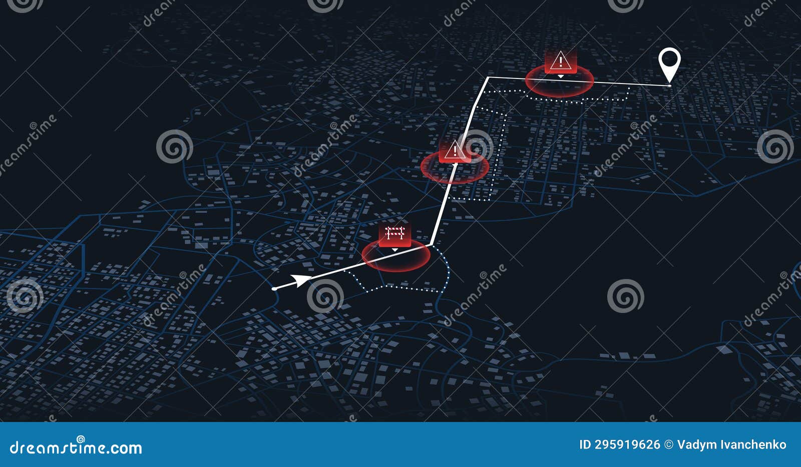 Abstract Map with Blocked Streets, Fenced Off Sections of the Path ...