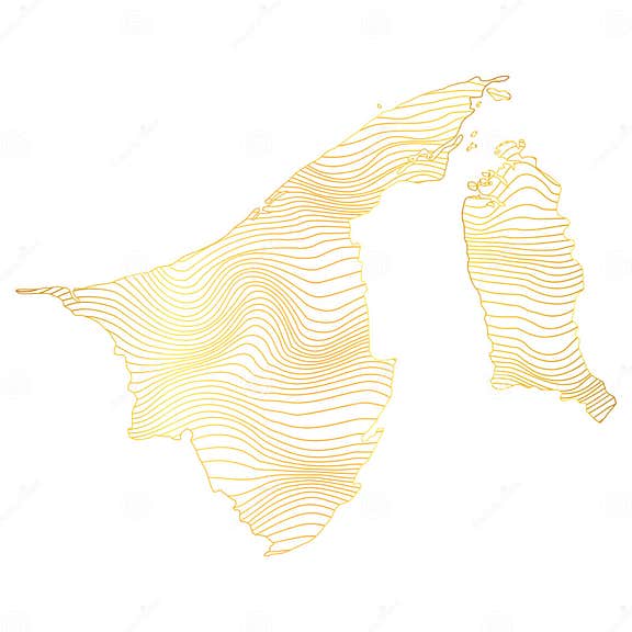 Abstract Map of Brunei - Vector Illustration of Striped Gold Colored Ma ...