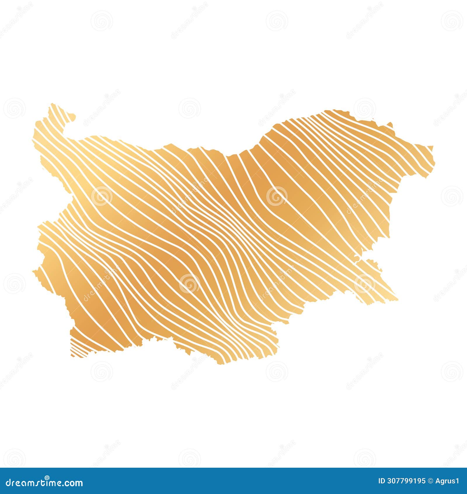 Abstract Map of Bulgaria - Vector Illustration of Striped Gold Colored ...