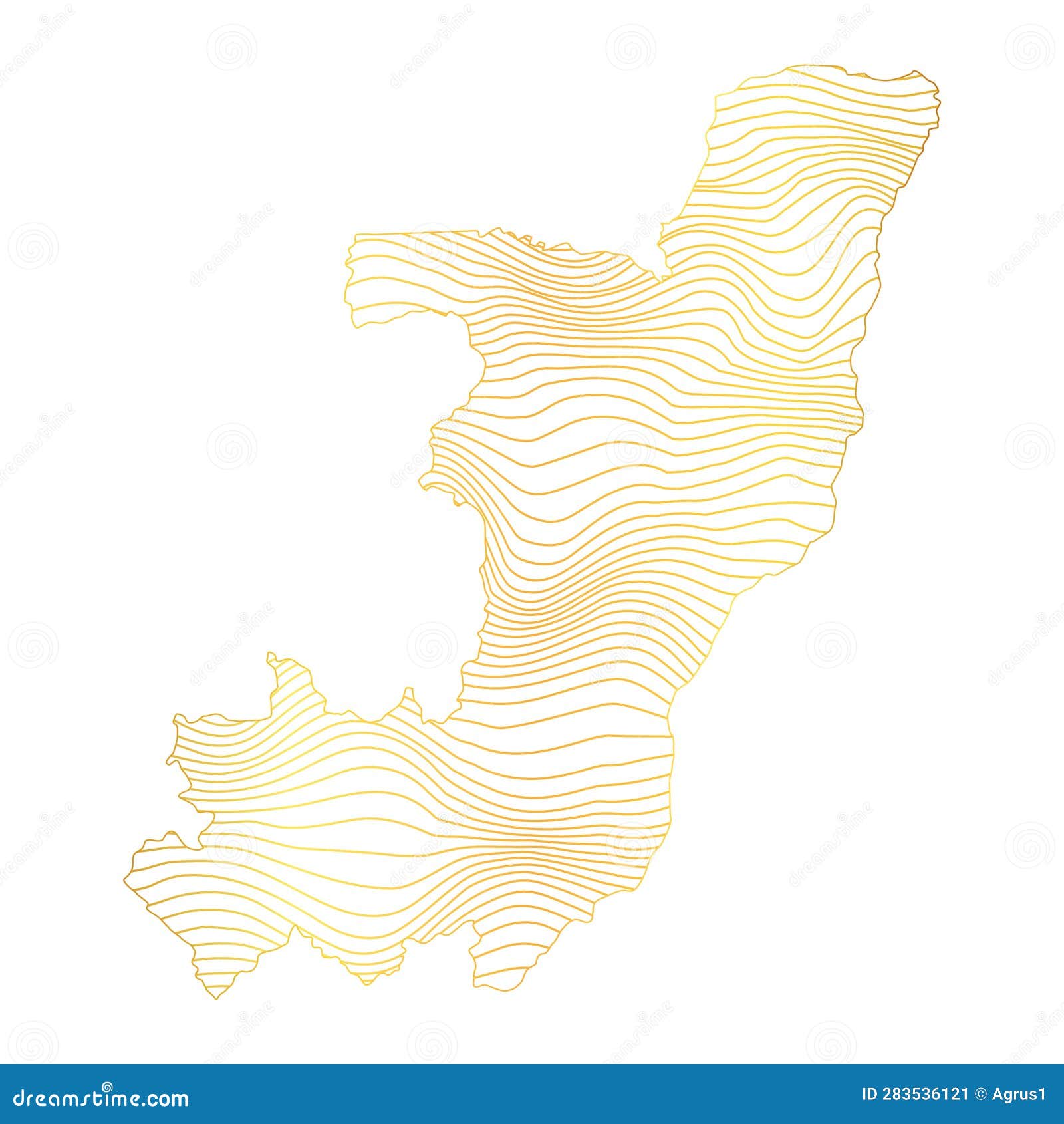 Abstract Map of Congo - Vector Illustration of Striped Gold Colored Map ...