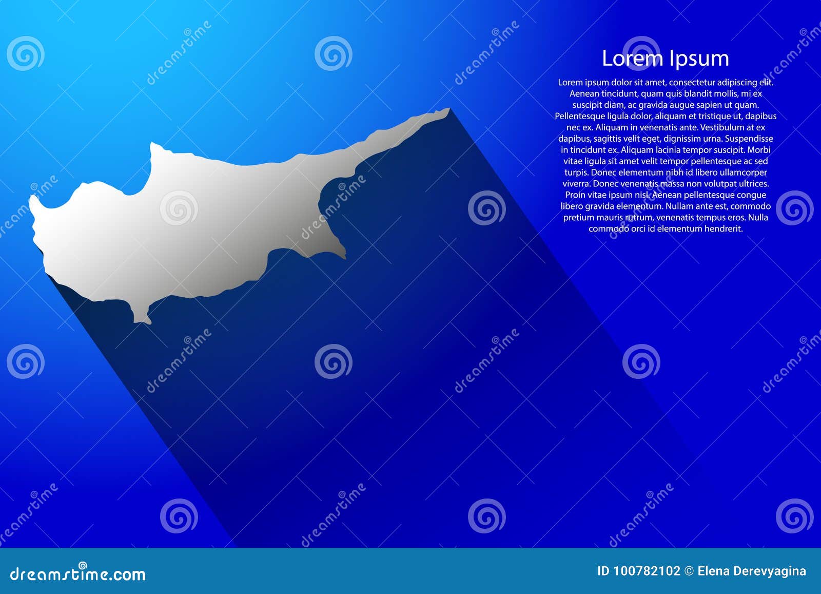 Abstract Map of Cyprus with Long Shadow on Blue Background Illustration ...
