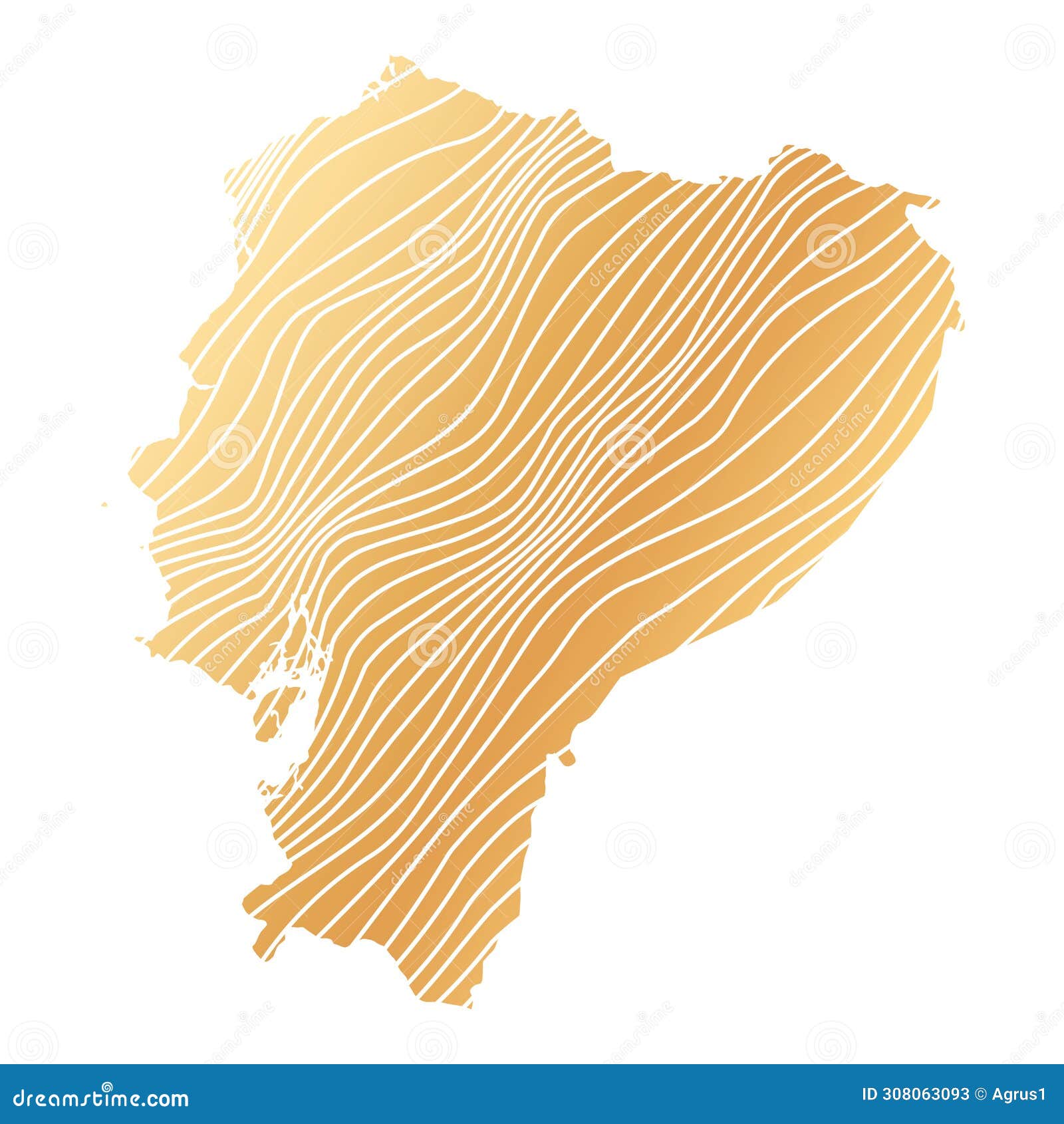 Abstract Map of Ecuador - Vector Illustration of Striped Gold Colored ...