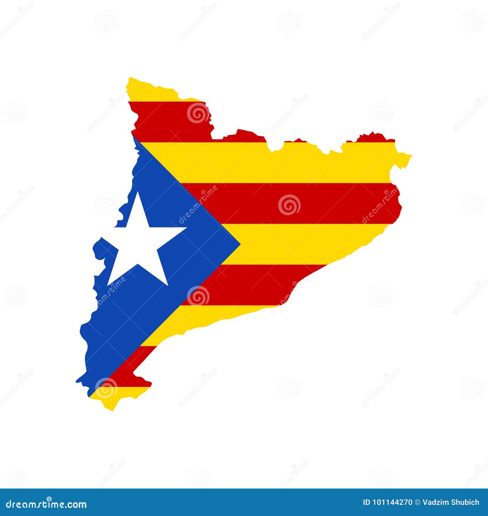 Abstract Map and Flag Catalonia on White Background. Flat Illustration ...