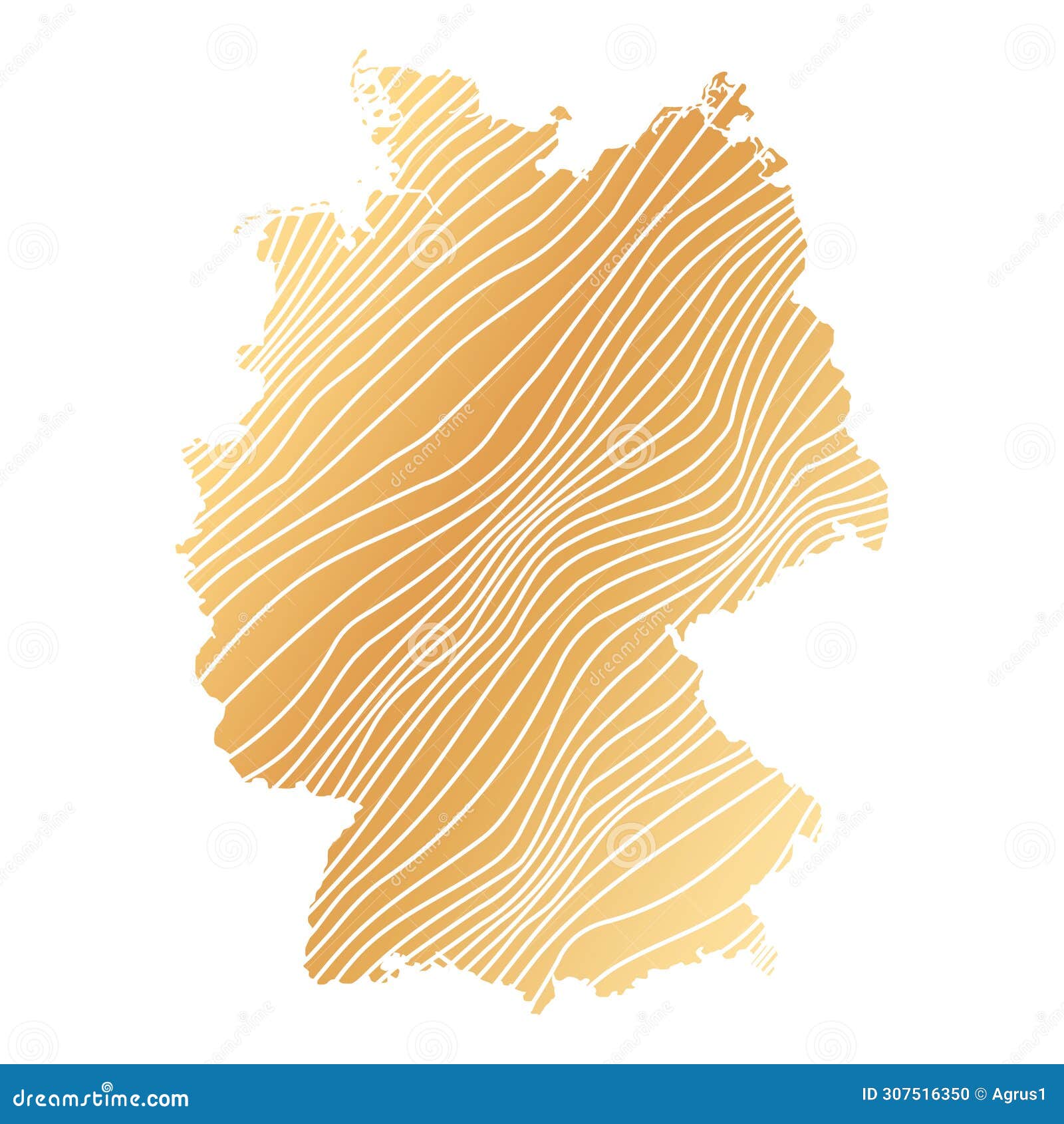 Abstract Map of Germany - Vector Illustration of Striped Gold Colored ...