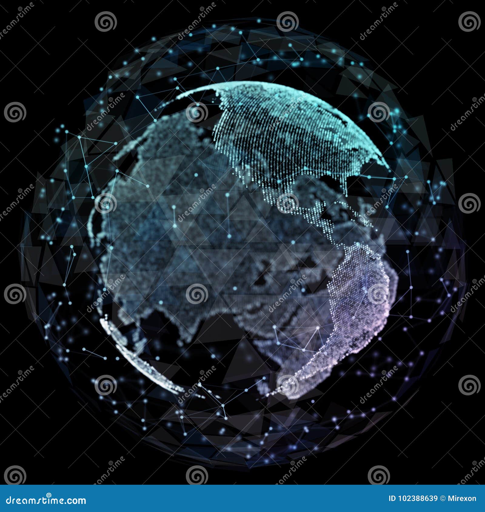 Abstract Map of the Global Telecommunications Network Stock ...