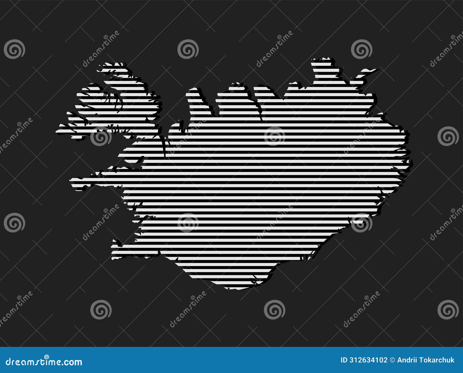 Abstract Map Iceland, Parallel Grey Lines Stock Illustration ...